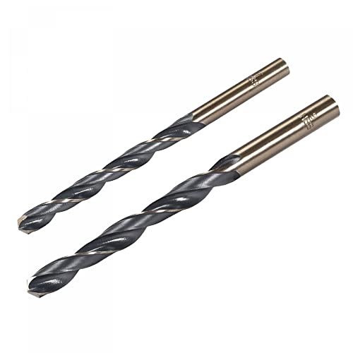 uxcell Drill Bits Set 7mm 9mm, Titanium Nitride Coated High Speed Steel 4341 Straight Round Shank Drilling Cutter for Stainless Steel Alloy Copper, 4pcs