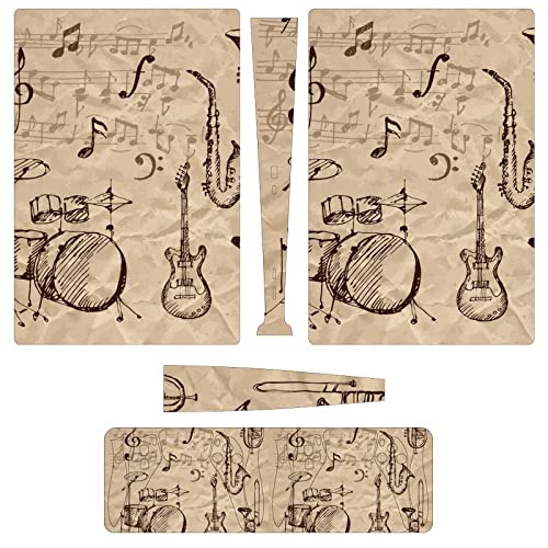 Set of Musical Instrument Icons Full Protective Skin Cover Design Wrap Decal Sticker Compatible with PS5 Digital Edition Console and Controller