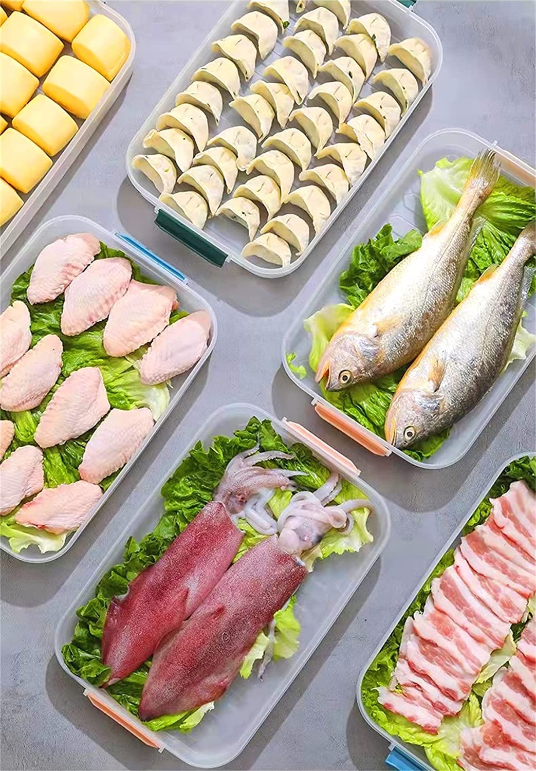 Plastic Bacon keeper with Lids Airtight, Deli Meat Cold Cuts Cheese Saver Food Storage Containers for Refrigerators, Freezer,Shallow Low Profile Christmas Cookie Holder