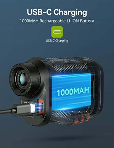 REXMEO Golf Rangefinder with Slope, USB C Rechargeable Laser Range Finder Golfing 1000Y with 6X Magnification, High-Precision Flag Lock Pulse Vibration, Magnet Stripe for Target Shooting and Hunting