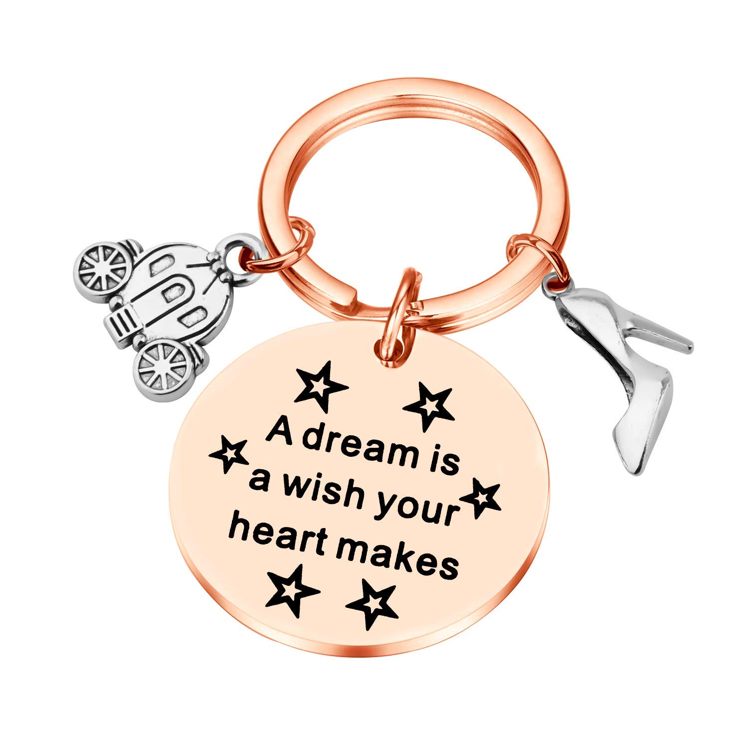 PLITI Goddaughter Gift A Dream Is A Wish Your Heart Makes Keychain Inspirational Ladies Girls Graduation Gifts For Her (Dream is ur Heart makes RG)