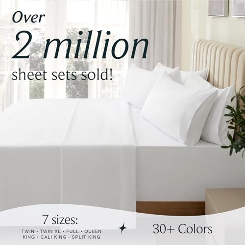 LuxClub 4 PC Sheet Bed Sheets Deep Pockets 18" Eco Friendly Wrinkle Free-Kids-Fitted Sheets Machine Washable Hotel Bedding Silky Soft - White Twin