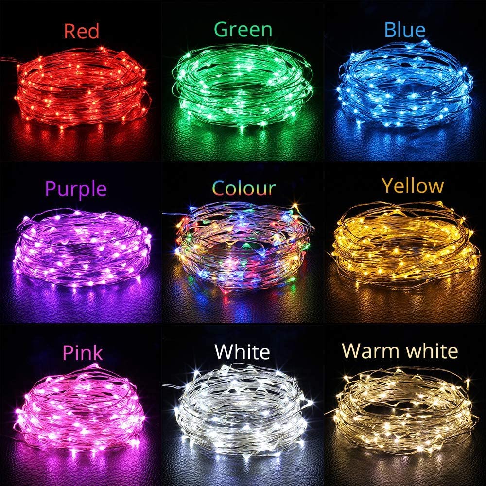 Led Fairy Lights Battery Operated Mini Battery Powered Silver Wire Starry Fairy Lights for Bedroom, Christmas, Parties, Wedding, Centerpiece, Decoration (Blue)