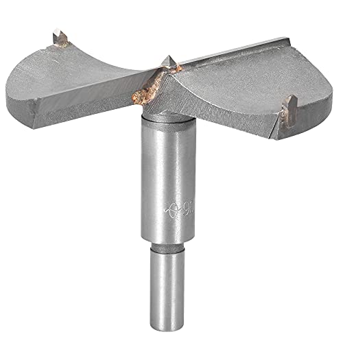 uxcell Forstner Wood Boring Drill Bit 90mm Dia. Hole Saw Carbide Alloy Steel Tip Round Shank Cutting Tool for Plywood Wood