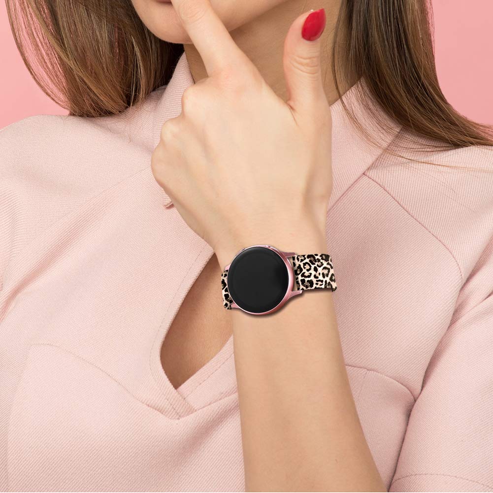 LEOMARON Bands for Samsung Galaxy Watch Active/Active 2 Bands 40mm 44mm/Galaxy Watch 42mm, 20mm Pattern Printed Fadeless Replacement Wristband for Galaxy Gear S2 Classic/Gear Sport Women, Men Leopard