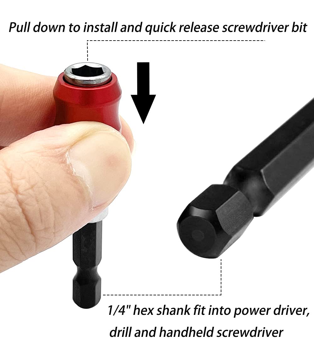 Saipe 3pcs 1/4” Hex Shank Magnetic Screwdriver Bits Holder Quick Release Drill Bit Extension Bar Chuck Adapter Quick Change Socket Screw Driver Drill Bit for Hand-held Drivers or Power Drill, 60mm