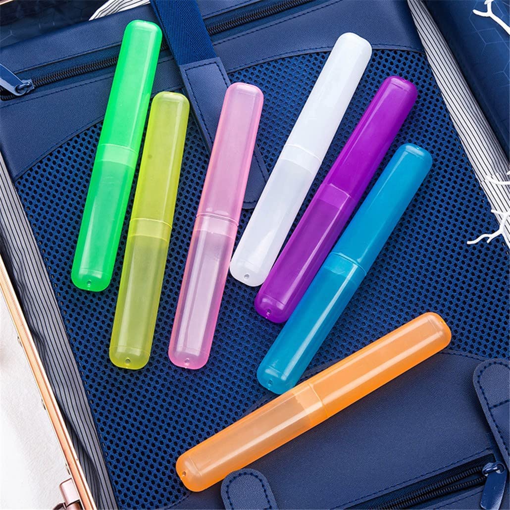 Travel Toothbrush Holder Case Boxes Tube Cover Toothbrush Storage Box Reusable Plastic Toothbrush Box Travel Containers Box 2 Pieces Random Color Useful