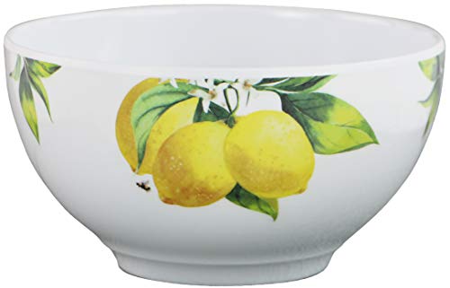 Reston Lloyd Fresh Lemons, 6pc Melamine Cereal/Soup Bowl Set, white, lemon, green, 2 cups