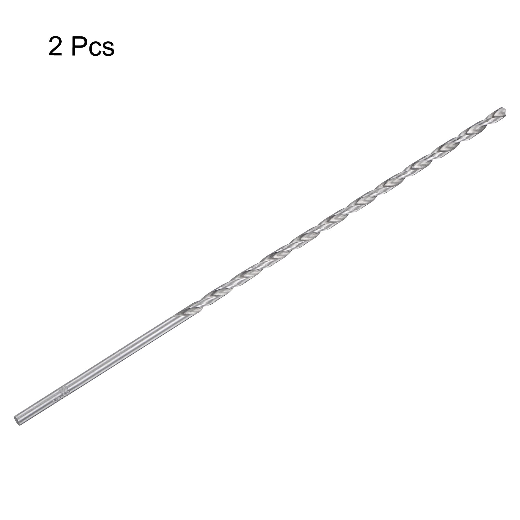 uxcell HSS(High Speed Steel) Straight Shank Jobber Twist Drill Bit 3mm Drill Diameter Extension 160mm Length for Hardened Metal Woodwork Plastic Aluminum Alloy 2 Pcs