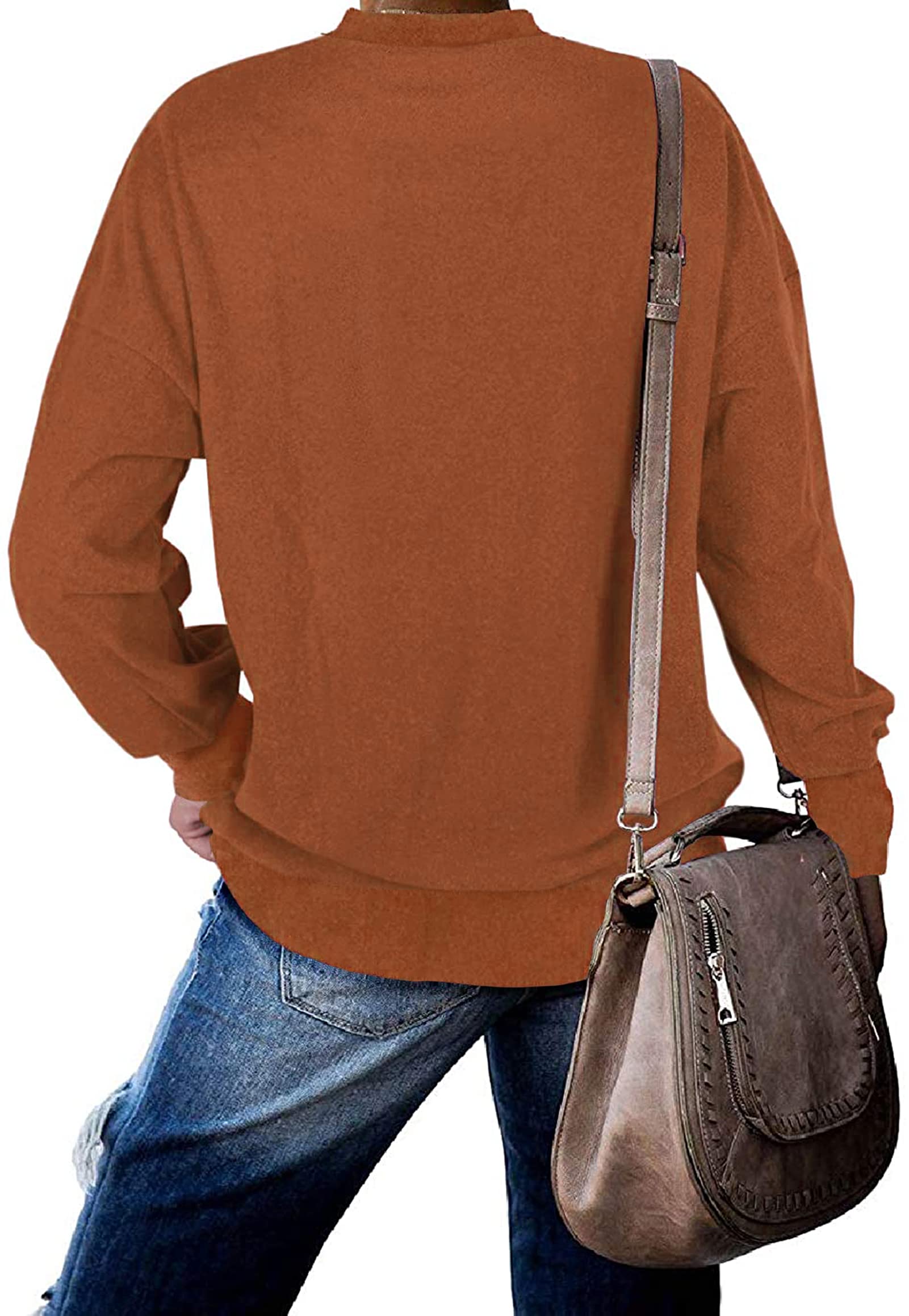 PLMOKEN Plus Size Sweatshirts for Women Casual Long Sleeve Tunic Tops for Leggings for Women(Caramel2,3XL)