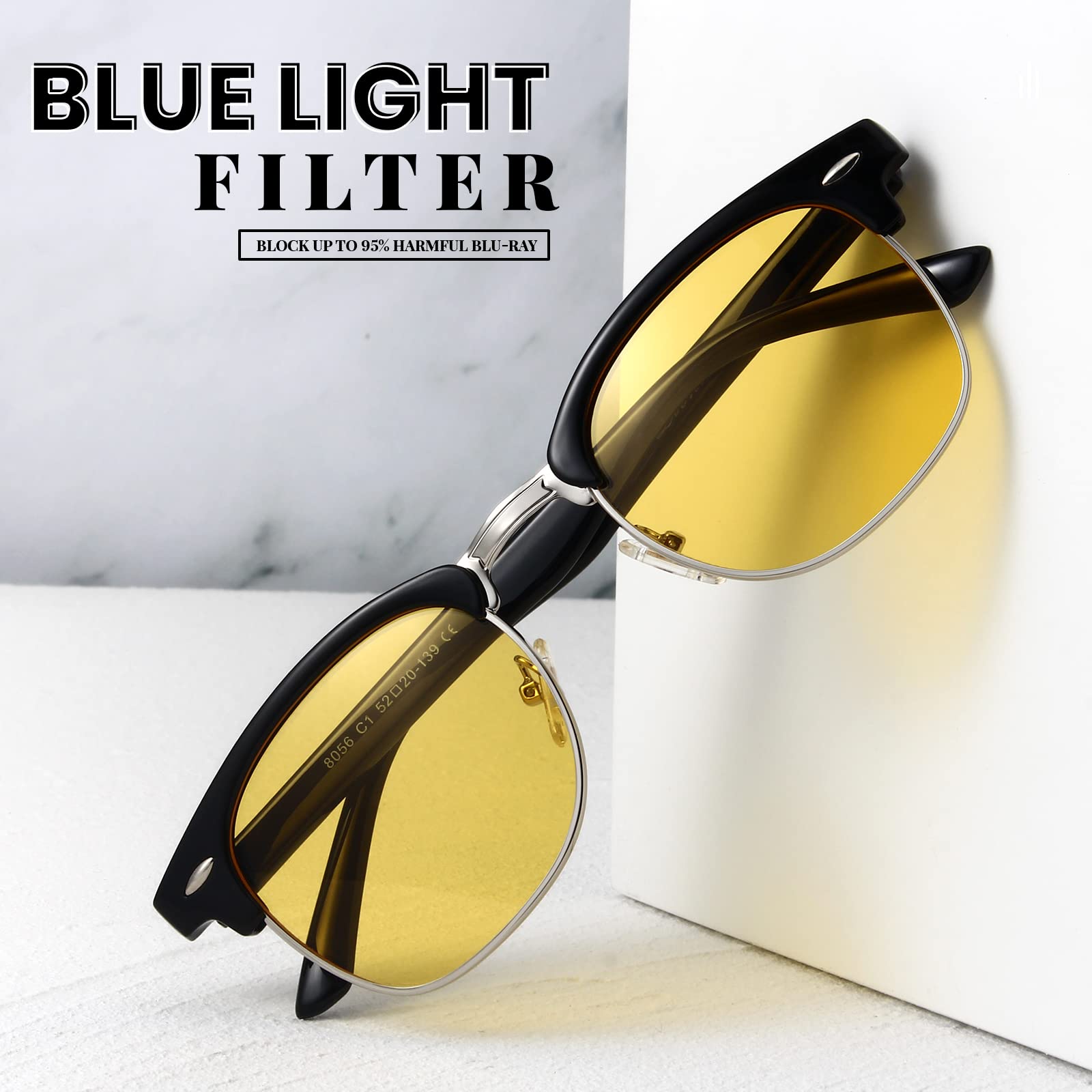 Livhò Blue Light Blocking Glasses, Computer Gaming Glasses, Anti Eye Strain/Filter Ray Lens, Sleep Better for Women Men (Matte Black)