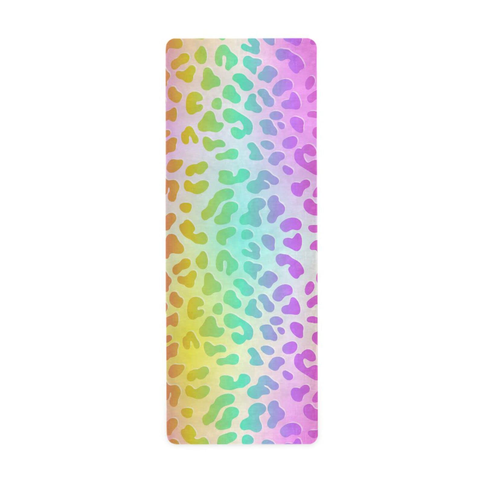 senya Rainbow Leopard Print Cheetah(c2) Yoga Mat Cover, Non Slip Exercise Mat Cover High Performance Grip, Coming with Carry Bag(228vb9a)