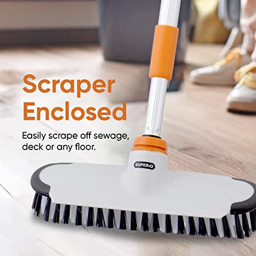 Superio Deck Scrub Brush Head, Heavy Duty Stiff Bristles Grout Scrubber with Scraper - Cleans Hot Tub, Swimming Pool, Granite Tiles, Bathroom, Patio, Kitchen, Wall and Deck (Refill Brush Head)