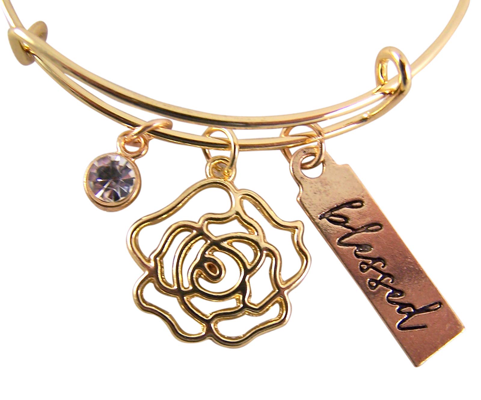 Living Grace Blessed is She Mother's Day Gold Toned Bangle Bracelet