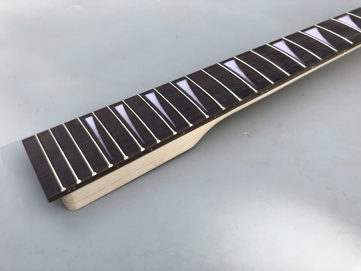Maple Guitar Neck 24Fret 25.5inch Rosewood Fretboard Shark Fin Inlay Bolt One Heel Reversed head