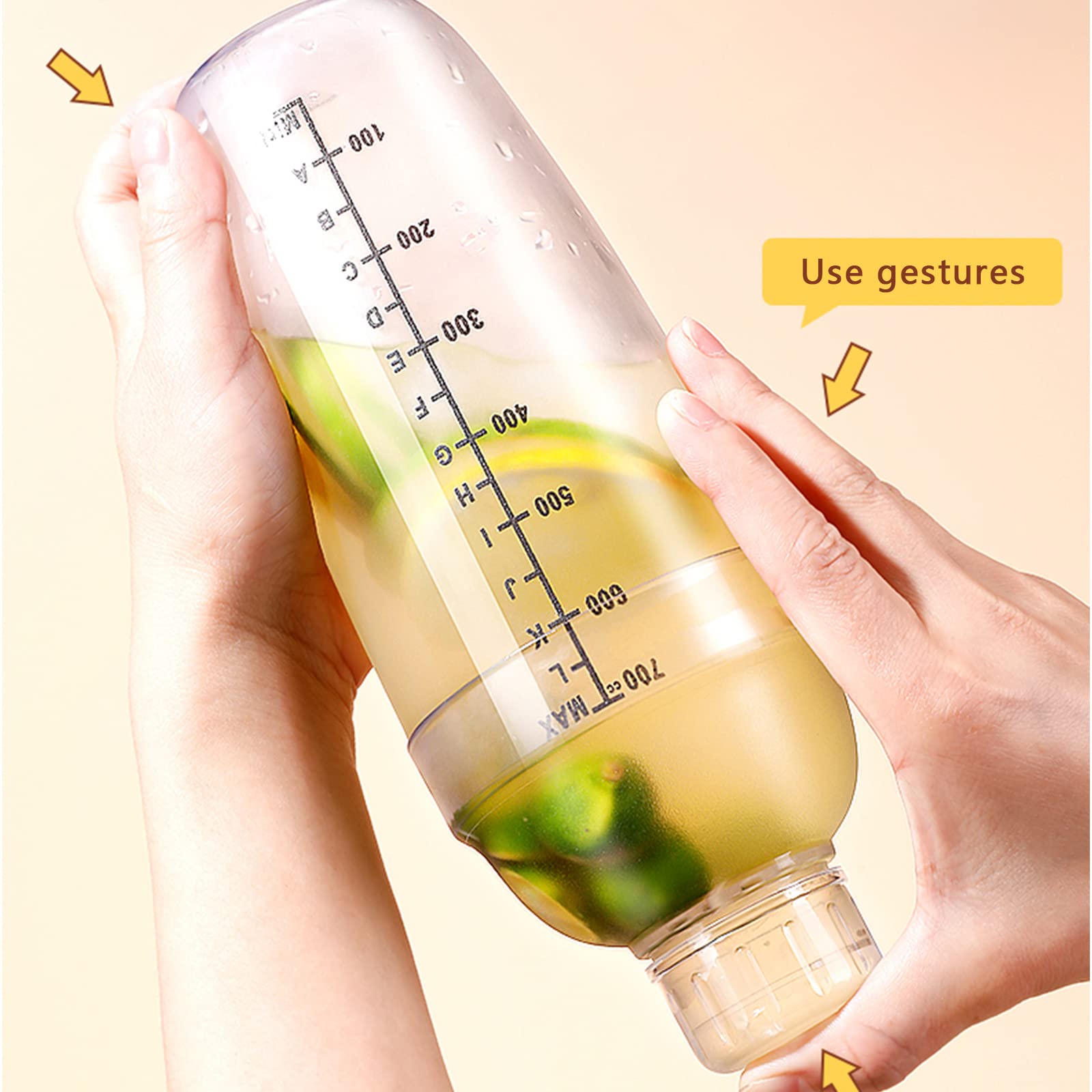 Set of 4pcs Plastic Cocktail Shaker, Hand Drink Mixer with Scales Bar Mixing Tool 700cc/24 oz