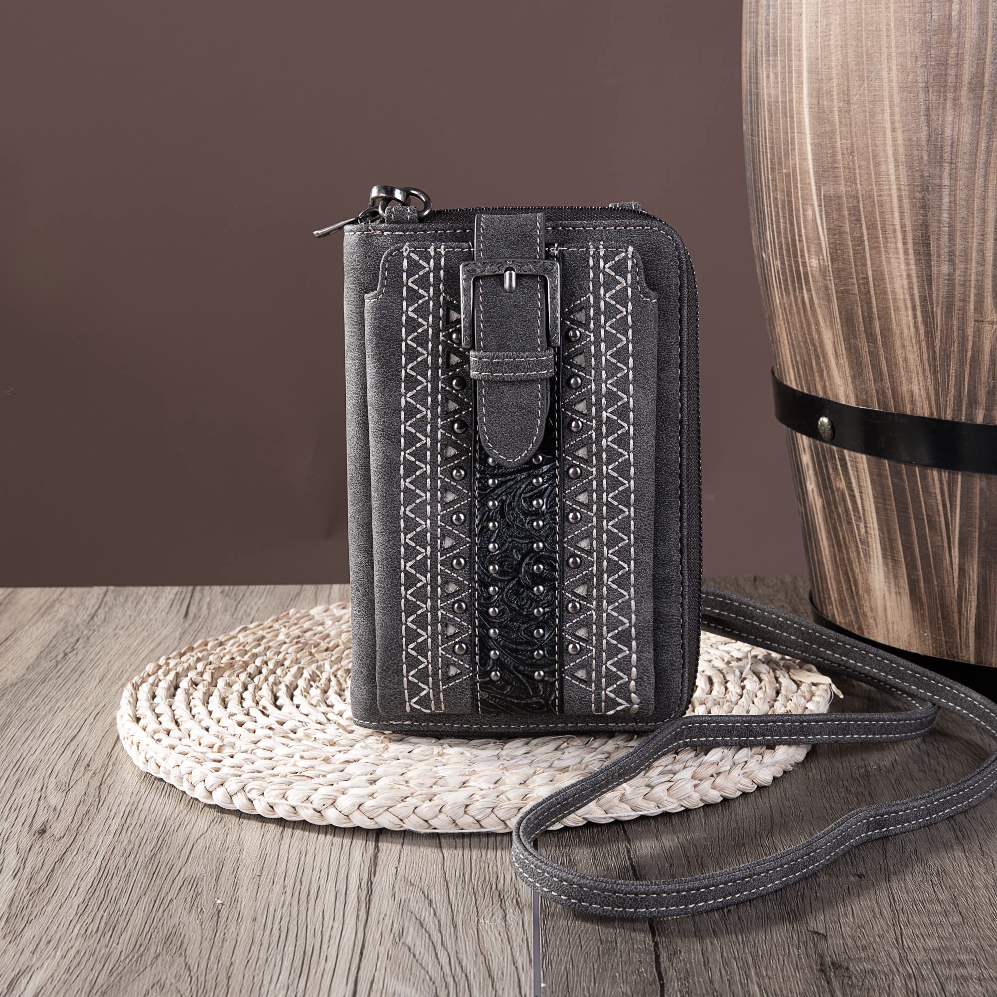 Montana West Crossbody Cell Phone Purse For Women Western Style Cellphone Wallet Bag Travel Size With Strap PHD-2002GY