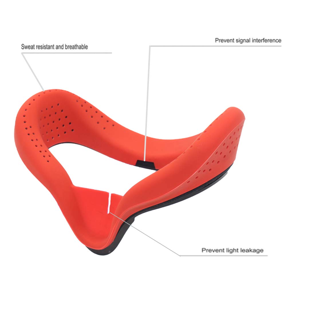 MASiKEN Upgrade VR Eye Silicone Cover & Face Cushion for Oculus Quest, Breathable Face Padding, Sweatproof Refreshing Comfortable Sweatproof (Red)