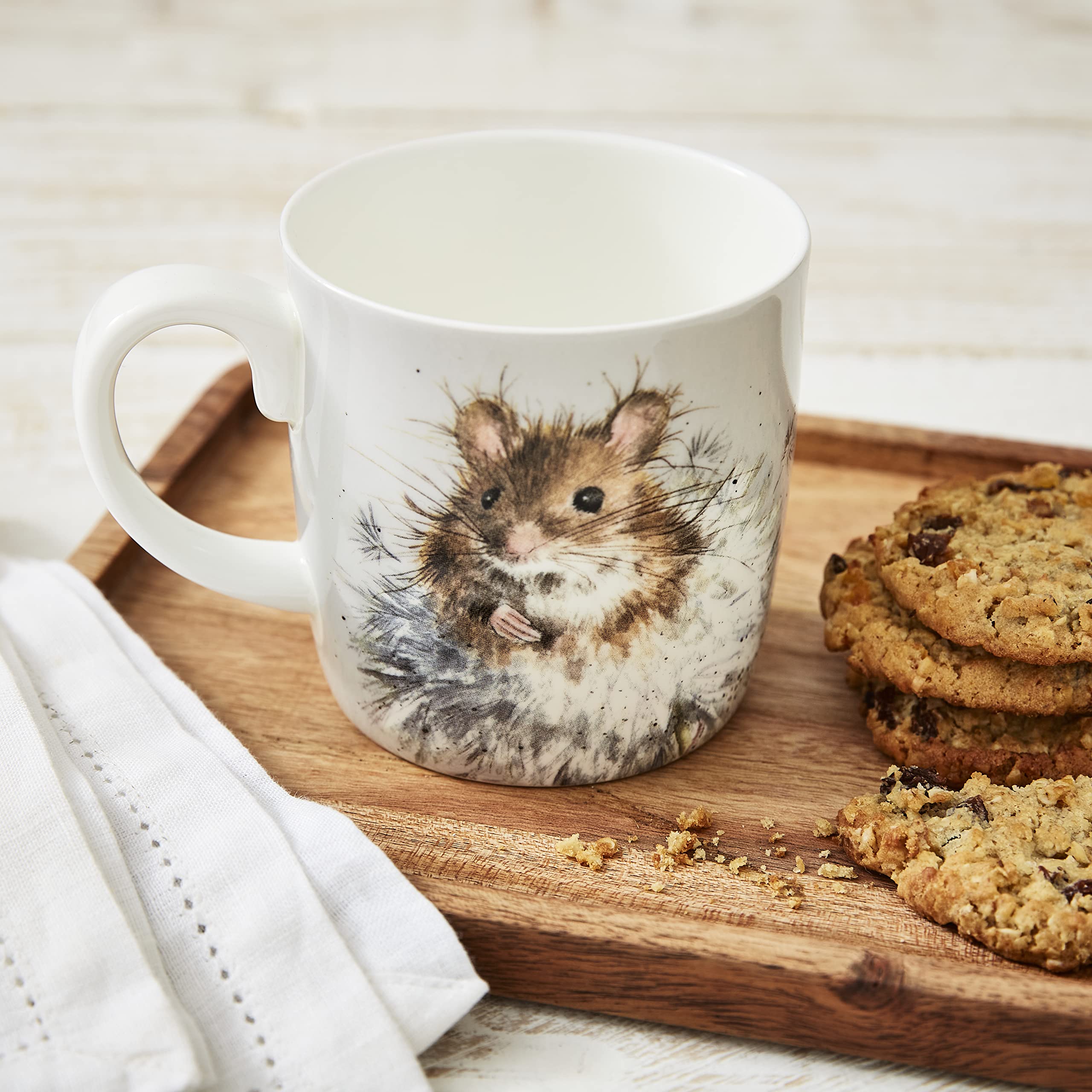 Portmeirion Royal Worcester Wrendale Designs Dandelion Mug | 14 Ounce Large Coffee Mug with Mouse Design | Made from Fine Bone China | Microwave and Dishwasher Safe