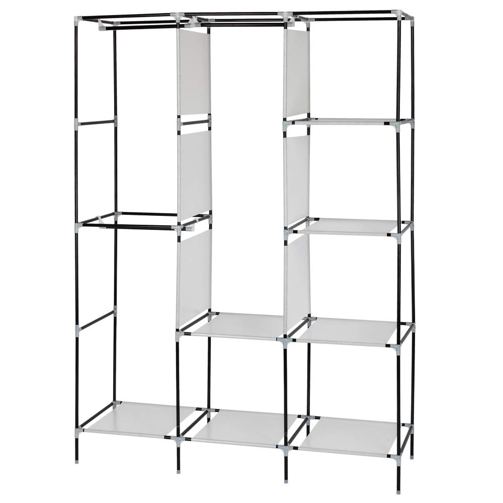 Knocbel 71" Tall Freestanding Closet Organzier Clothes Garment Rack with Storage Shelves & 3 Hanging Rods (Black)