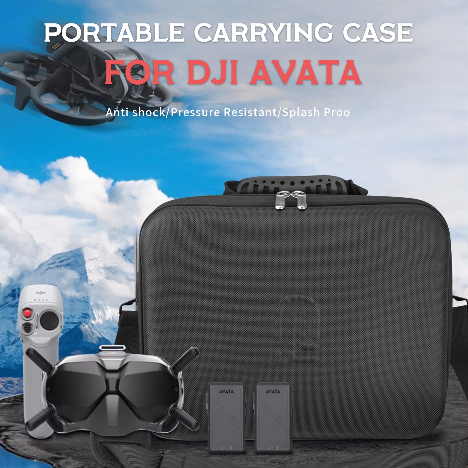 SKYWARDTEL Carrying Case for DJI Avata Portable Waterproof Travel Bag Compatible with Goggles, Batteries, Data Cable and more Drone Accessories with Shoulder Strap
