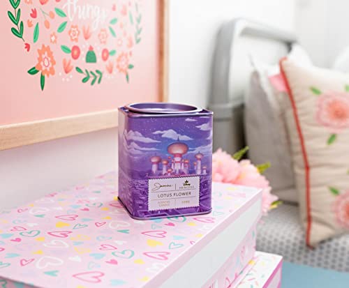 Ukonic Disney Princess Home Collection Jasmine 11-Ounce Scented Tea Tin Candle with Water Lily Aromatic Fragrance | 28-Hour Burn Time | Home Decor Housewarming Essentials, and Collectibles