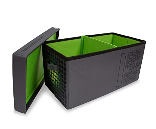 Ukonic Xbox Series X Logo Collapsible Storage Bin Chest with Lid | Fabric Basket Container with Handles, Cubby Cube Closet Organizer | Video Game Gifts And Collectibles | 24 x 12 Inches