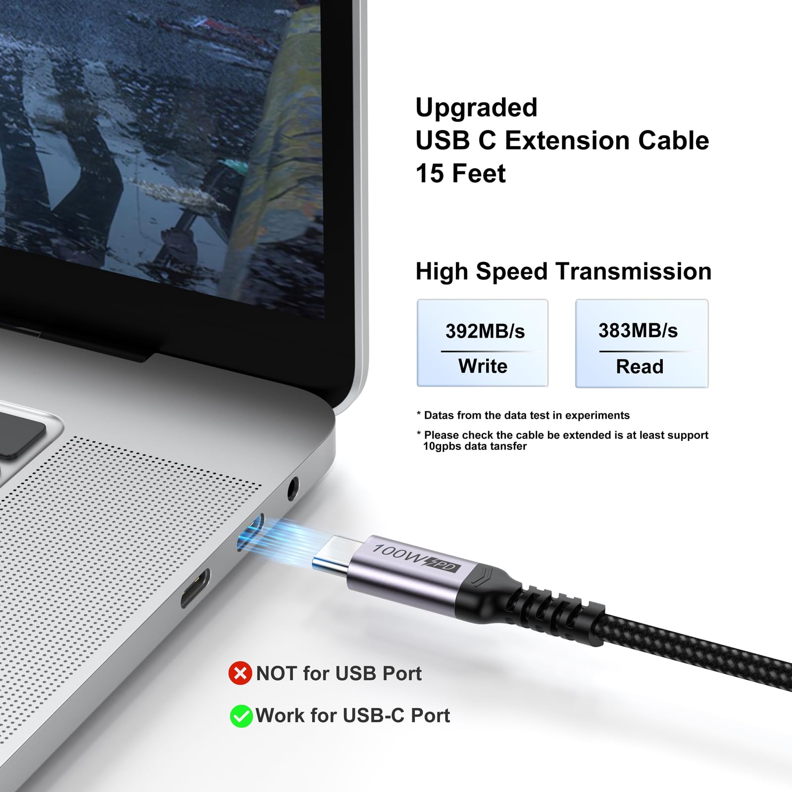 USB C Extension Cable 3ft, USB 3.0 C Extension Cable Braided Cord, USB 3 Extender Cable Male to Female Fast 5Gbps Data Transfer for USB Keyboard Mouse Flash Drive Hard Drive (3 Feet,1)