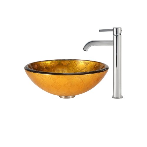 Kraus FVS-1007-PU-10CH Ramus Single Lever Vessel Bathroom Faucet with Matching Pop Up Drain Chrome