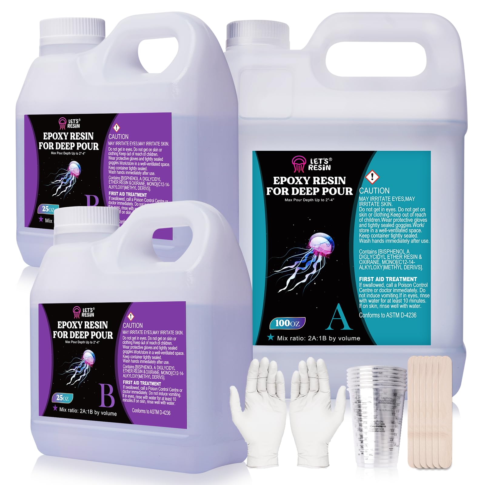 LET'S RESIN 150OZ Deep Pour Epoxy Resin Kit, Low Viscosity, Bubble Free, Crystal Clear Casting Resin for River Table, Wood, Resin Art, Crafts