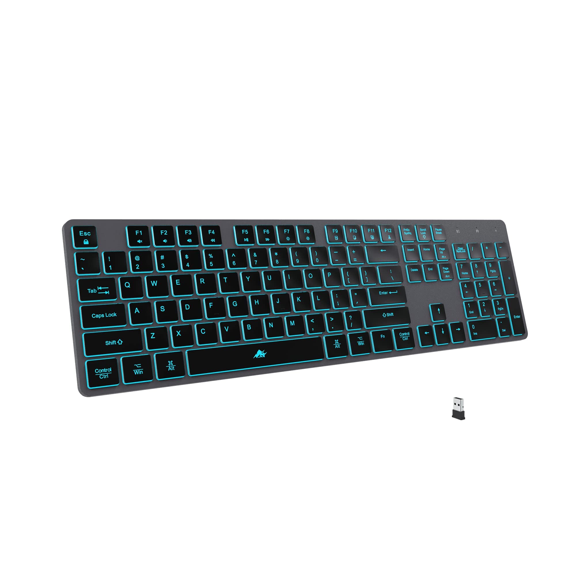 Wireless Backlit Keyboard, Rechargeable USB Silent Keyboard, 2.4G Cordless Full Size, Compatible with Apple iMac, MacBook and PC, Computer Laptop, Space Gray…