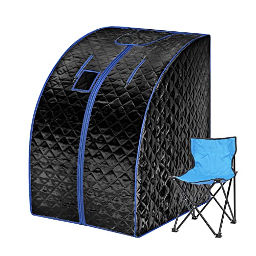 Simivol Infrared Sauna for Home, Portable Home Sauna Personal Sauna Tent, Infrared Home Spa One Person Sauna with Heating Foot Pad and Portable Chair(Black)