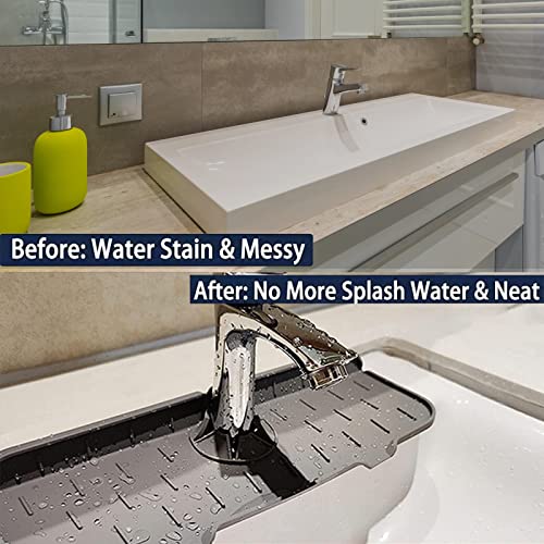 Silicone Faucet Handle Drip Catcher Mat, COCOJAM Kitchen Guard Silicone for Faucet, Silicone Faucet Splash Catcher, Silicone Faucet DripTray (Grey)