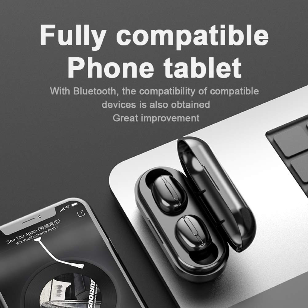 MOHALIKO Wireless Earbuds, L13 TWS Bluetooth 5.0 Wireless HiFi Music Earphones Waterproof Sports Earbuds for Work, Home Office Black