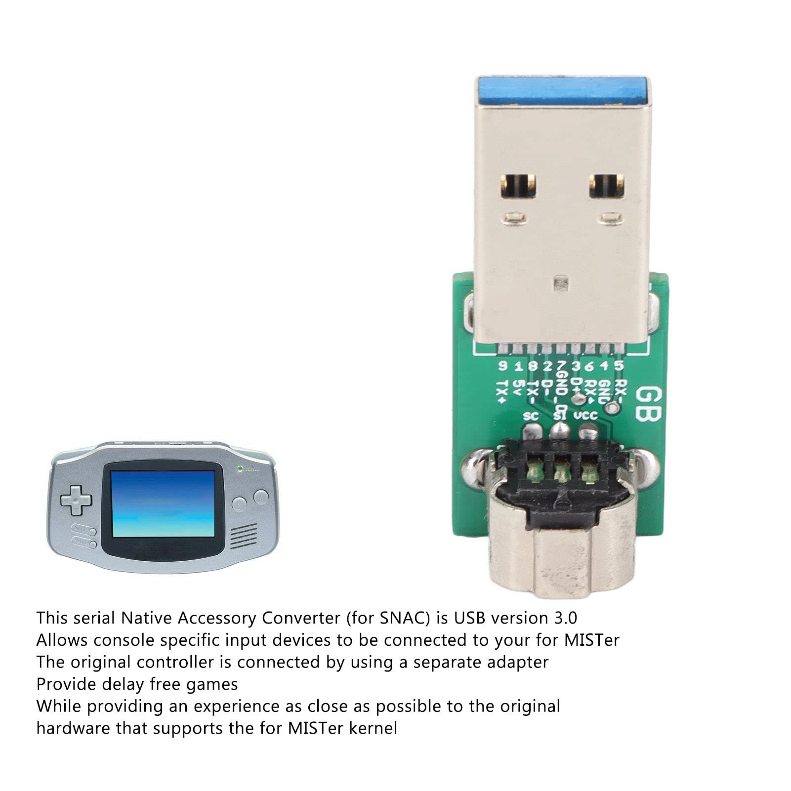 SNAC Handle Adapter, Serial Native Accessory Converter No Latency Game Controller Adapter Supports Use with Multiple Joysticks for MISTer FPGA 10 Board