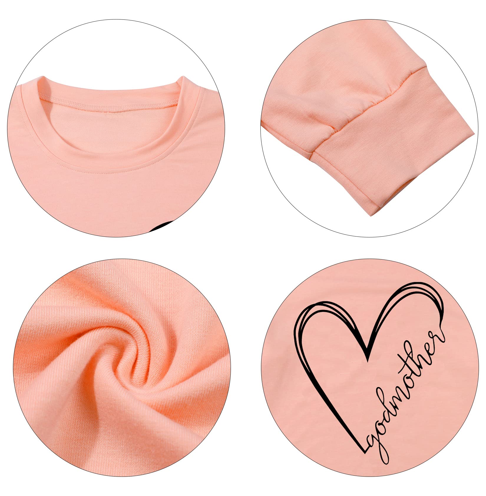 SFHFY Godmother Crewneck Sweatshirt for Women Letter Print Mom Gift Shirts Long Sleeve Casual Pullover Top Pink