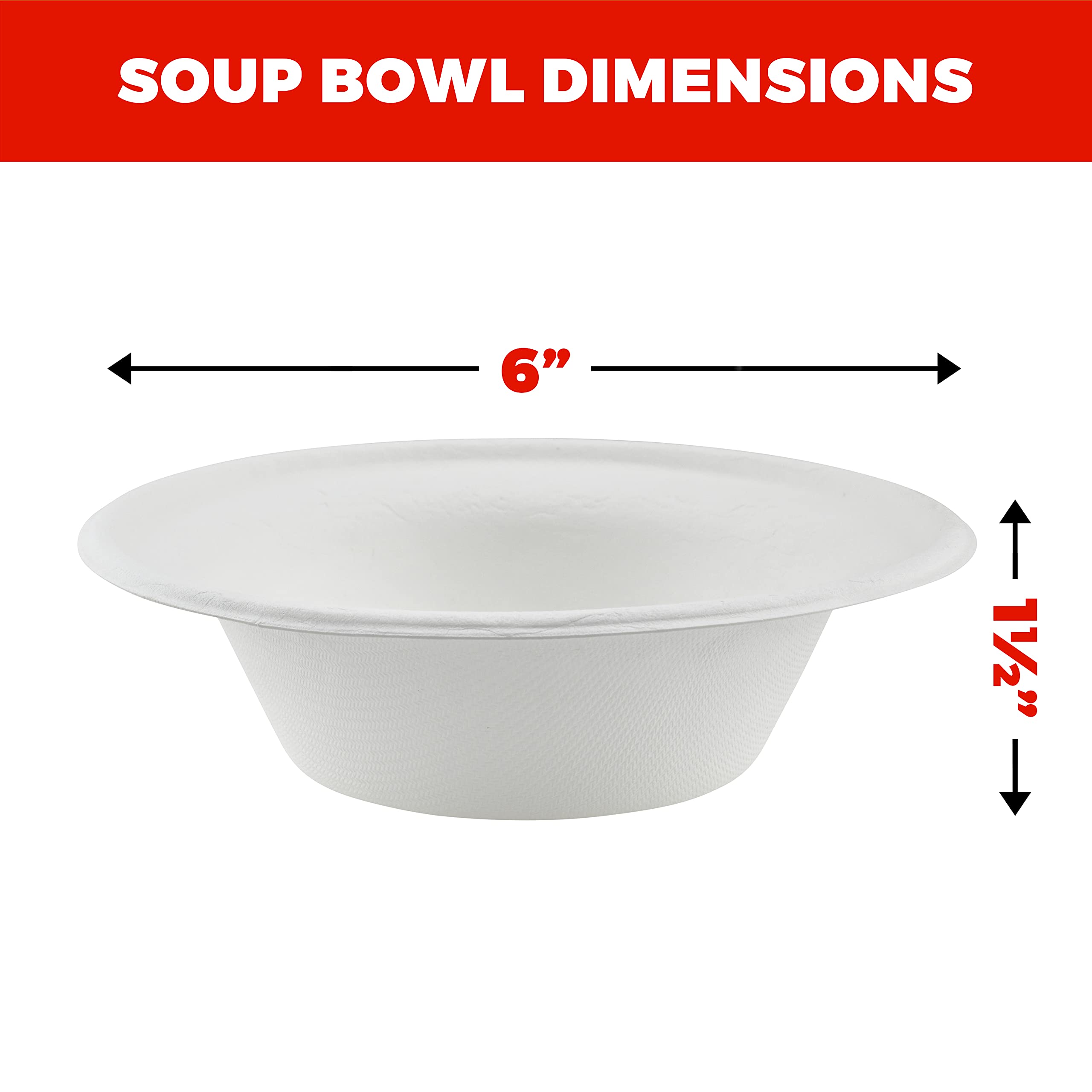 NYHI 12 Ounce Compostable Bowls | Heavy Duty Eco Friendly Disposable Bagasse Bowls Made From Natural Sugarcane Fibers | Versatile Biodegradable Microwavable Paper Bowls | 125 Pack