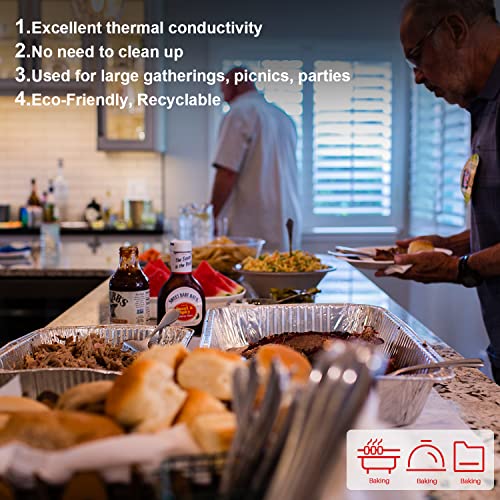 Sakuchi 9x13 Disposable Aluminum Foil Pans [50 Sets] Large Baking Pan Trays - Heavy Duty Tin Tray - Half Size Chafing Dishes. Food Containers for Roasting, Cooking, Heating or Steam Table