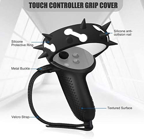 Liphontcta Touch Controller Grips Cover Skin for Oculus Quest 2, Accessories with VR Silicone Face Mask Pad, Adjustable Knuckle Straps, Lens Protective Cover, Accessories Set for Oculus Quest2