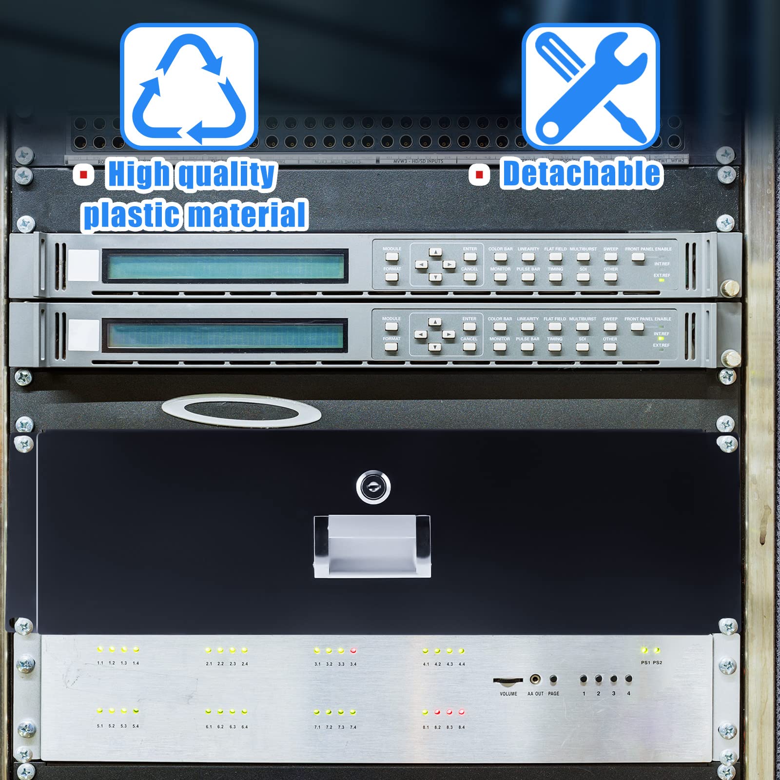 Server Cabinet Case Drawer Metal Rack Mount Tool Drawer 19 Inch Rack Mount DJ Locking Lockable Deep Drawer with Key for Enclosure Server Rack Cabinet Black (3U)