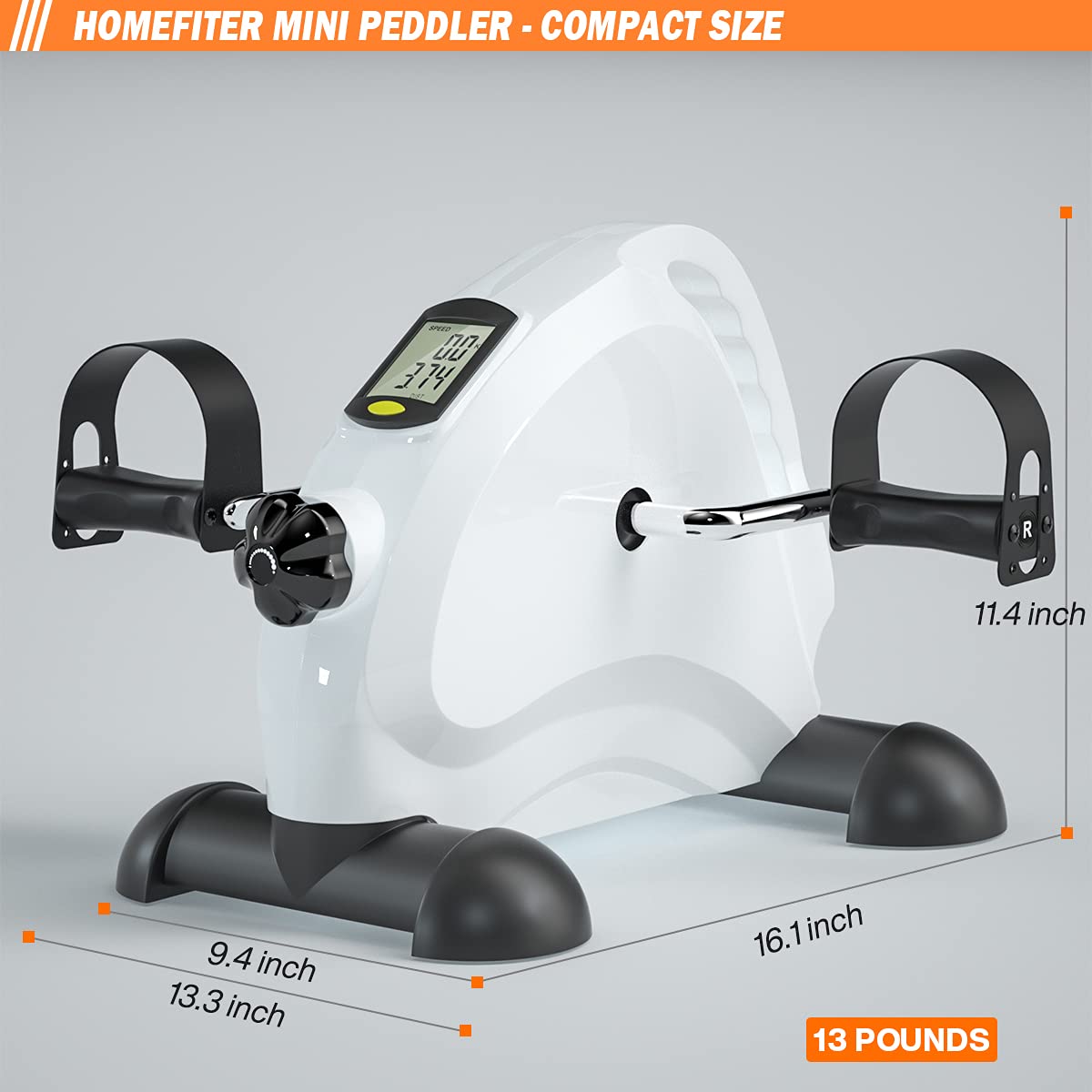 Mini Exercise Bike Under Desk Bike Pedal Exerciser Portable Foot Arm & Leg Peddler Cycle Machine with LCD Screen Displays
