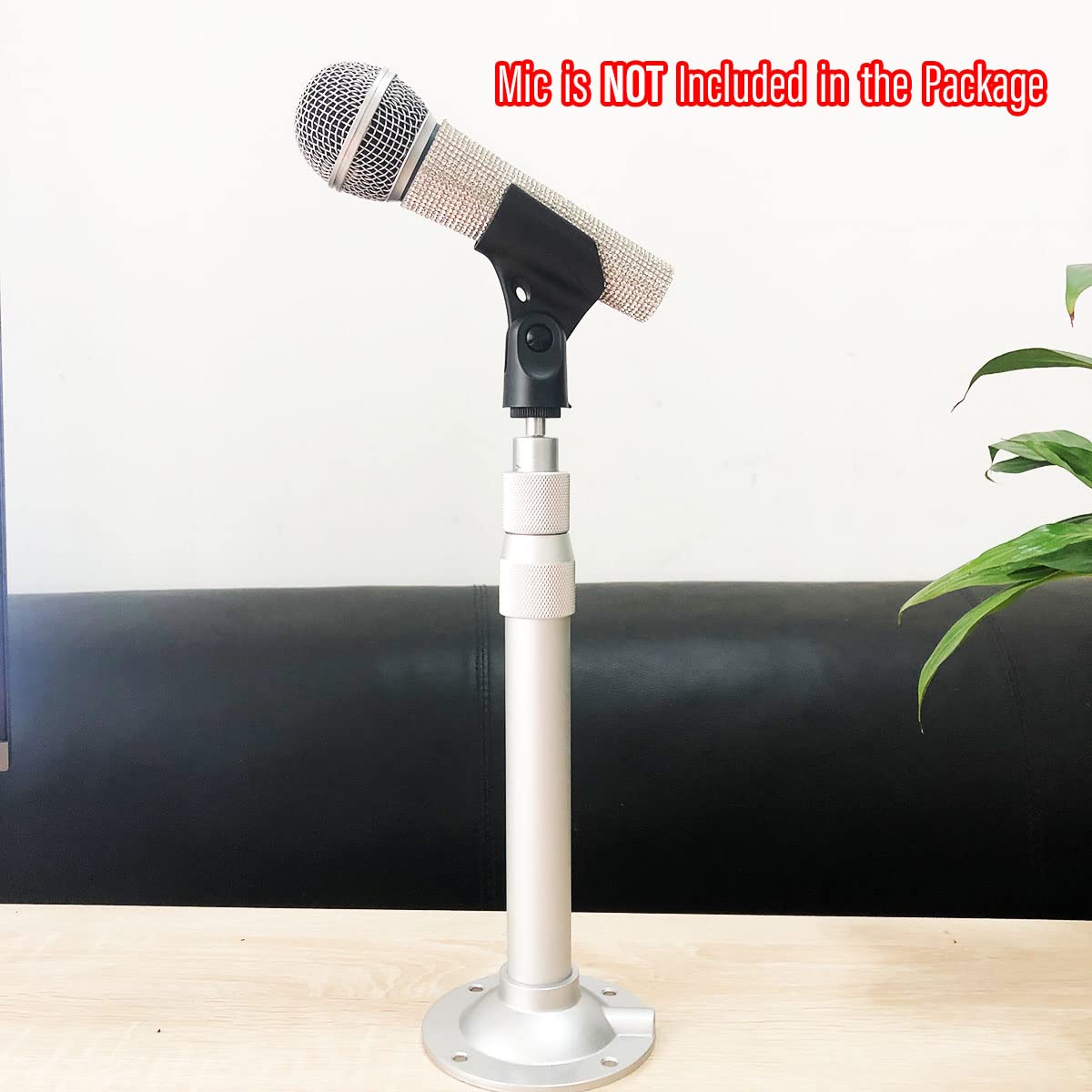 RhymKawa B58 Silver Mic Handle Sleeve Replacement Fit for Most Wired Vocal Microphones and SM58LC, Beta 58A, Rhinestones Cover Shining on Tours & TV Shows (MIC NOT Included)