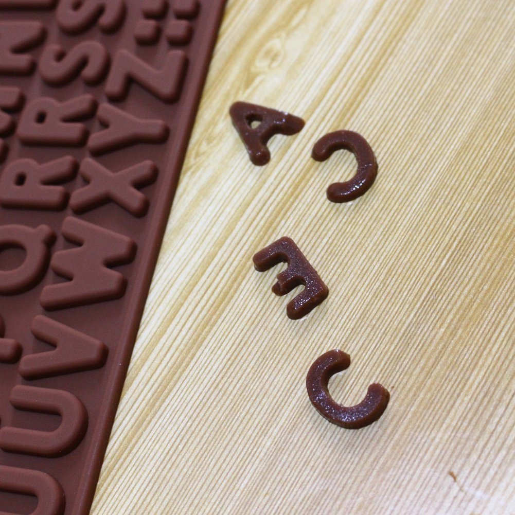 Silicone Letter Mold and Number Chocolate Molds with Happy Birthday Cake Decorations Symbols 2pcs