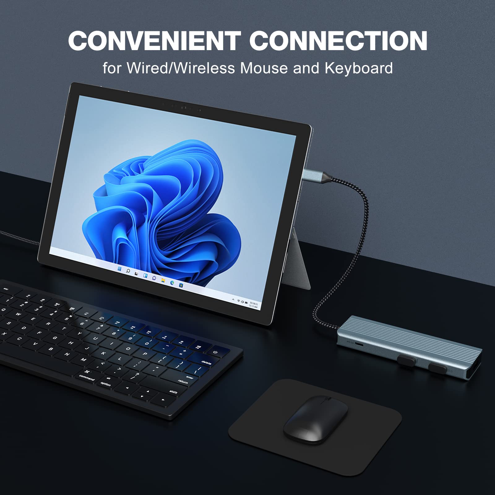 USB C HUB Dual Monitor, OBERSTER 9 in 1 USB C Adapter with 4K HDMI, 100 W PD, 3 USB 3.0, USB 2.0, USB C 3.0, SD/TF Compatible with MacBook Pro/Air, DELL, HP, Lenovo Pro, Surface Pro
