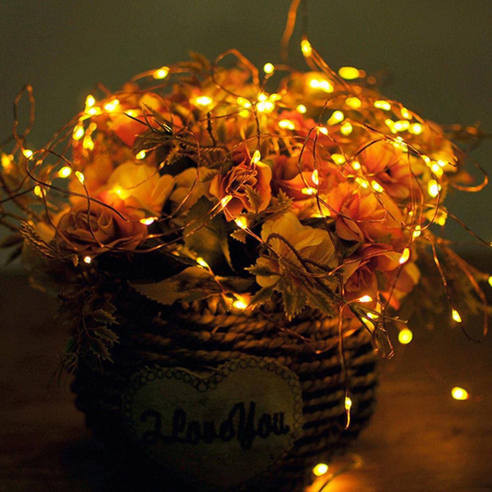 Led Fairy Lights Battery Operated, Twinkle Lights Battery Operated, Mini Copper Wire Firefly String Lights for DIY Home, Wedding, Holiday, Party, Christmas Decorations Warm White Battery Fairy Lights