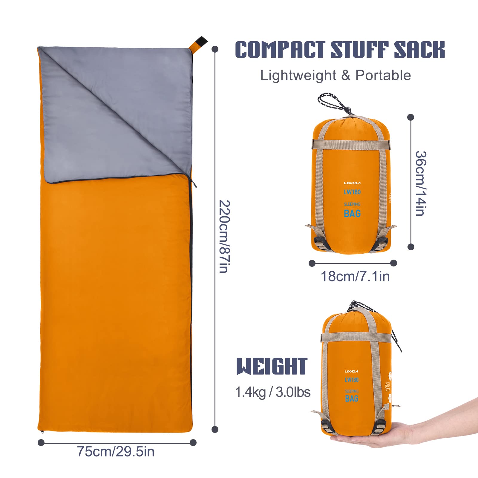 Lixada Envelope Sleeping Bag Ultra-Light Waterproof with Sack for Outdoor Traveling Camping Hiking