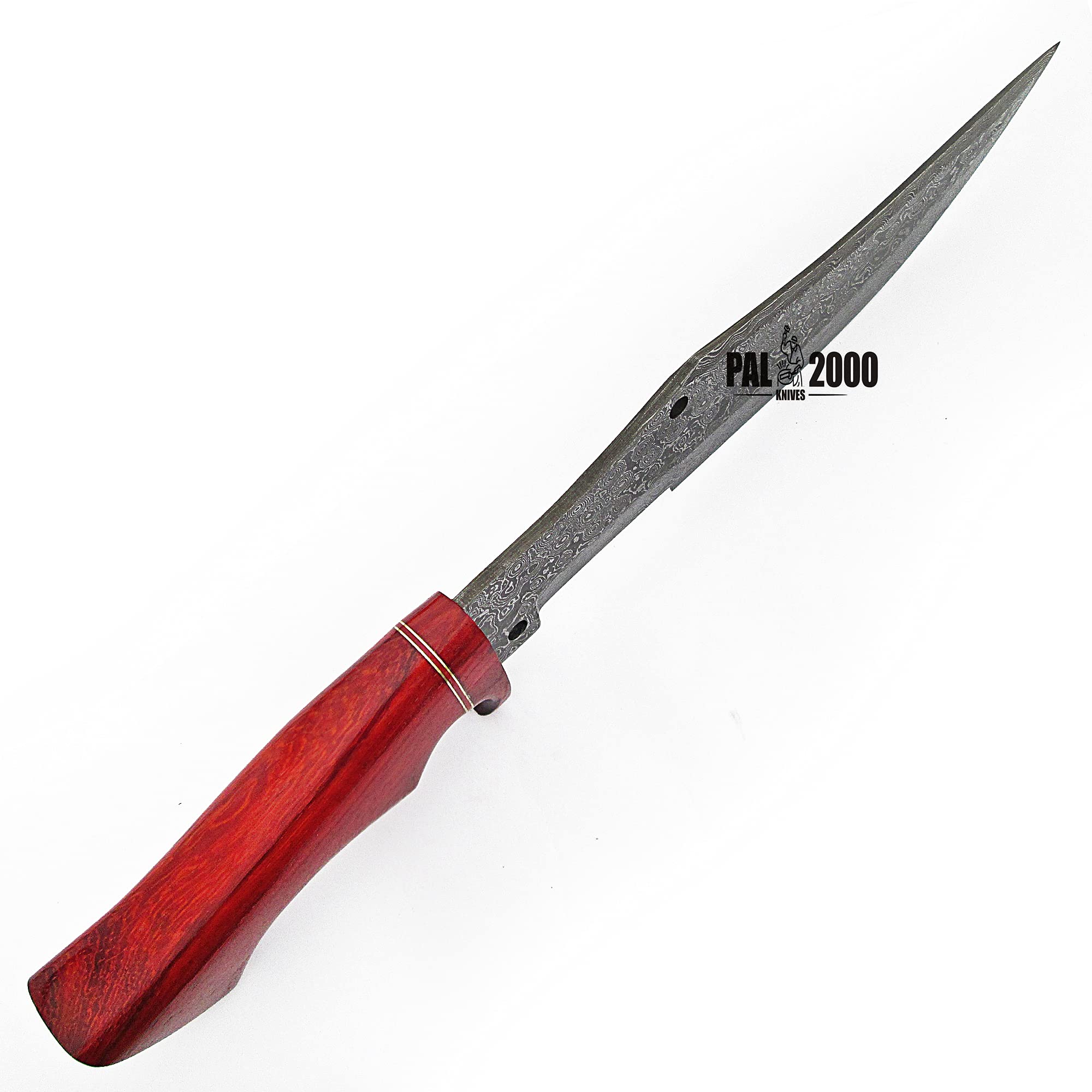 PAL 2000 HUNTING KNIVES Custom Handmade Damascus Steel Knife 14 Inch Color Wood Handle Raindrop pattern Blade with sheath, Sspo-9961