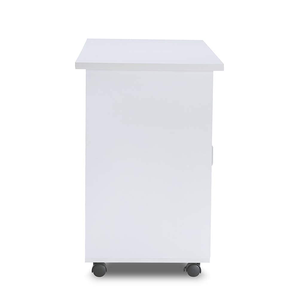 Paddie Manicure Nail Desk for Technician, Acetone Resistant Wooden Salon Spa Nail Table Station w/Cabinet, Drawers, Controllable Wheels & Client Wrist Pad