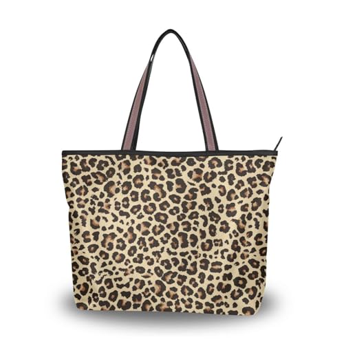 Sletend Tote Bag Leopard Print Handbags for Women Fashion Shoulder Bag for School Travel Work Shopping(L)