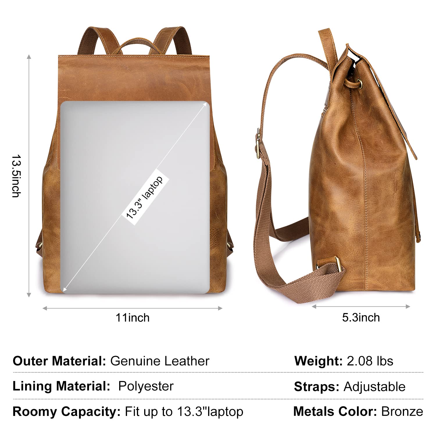 S-ZONE Women Leather Backpack Purse Bundle with Retro Bucket Tote Handbag Distressed Shoulder Bag